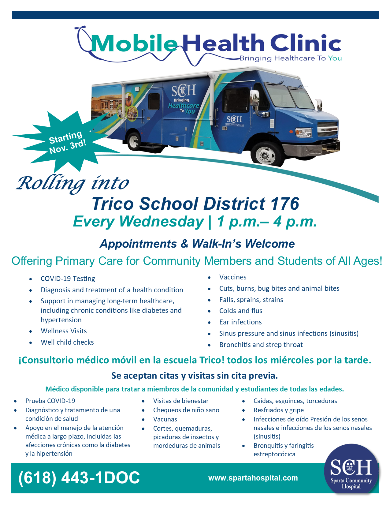 Mobile Health Clinic Hours-Trico School District | Sparta Community ...